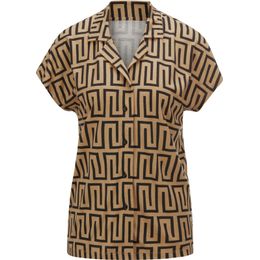 w&auml;schepur w&auml;schepur Damen Pyjama mit Grafik-Dessin, camel-schwarz-bedruckt, Gr&ouml;&szlig;e 36/38
