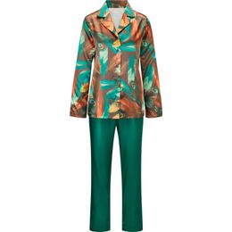 w&auml;schepur w&auml;schepur Damen Pyjama aus Satin, apfel-orange-bedruckt, Gr&ouml;&szlig;e 52/54