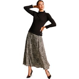 CREATION L PREMIUM Witt Damen Bahnenrock aus Modal mit Viskose-Futter, elfenbein-schwarz-bedruckt, Gr&ouml;&szlig;e 50