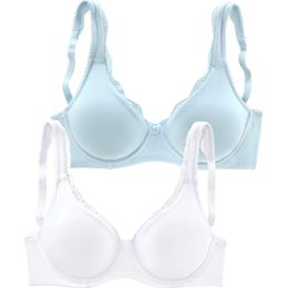 petite fleur by Lascana Damen T-Shirt-BH, hellblau+wei&szlig;, Gr&ouml;&szlig;e 75C