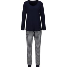 w&auml;schepur w&auml;schepur Damen Schlafanzug mit Ringelhose, marine-ecru, Gr&ouml;&szlig;e 52/54