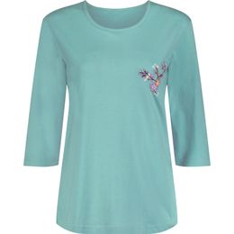 w&auml;schepur w&auml;schepur Damen Schlafanz&uuml;ge mit Dehnbund-Hose, lindgr&uuml;n + bleu, Gr&ouml;&szlig;e 40/42