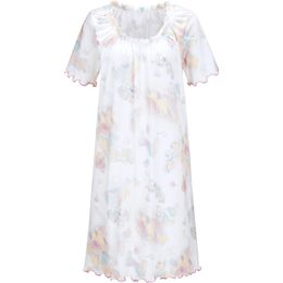 w&auml;schepur w&auml;schepur Damen Nachthemd mit Fl&uuml;gel&auml;rmeln, wei&szlig;-mint-bedruckt, Gr&ouml;&szlig;e 52/54