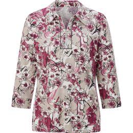 WITT Damen Poloshirt mit Glitzersteinchen, bordeaux-taupe-bedruckt, Gr&ouml;&szlig;e 42