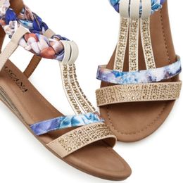 Lascana Damen Sandale, beige-blau, Gr&ouml;&szlig;e 41