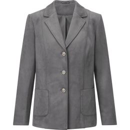 WITT Damen Lederimitat-Blazer mit 2 aufgesetzten Taschen, grau, Gr&ouml;&szlig;e 48
