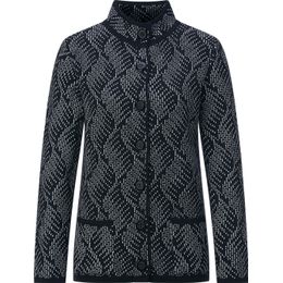 WITT Damen Strickjacke mit Schurwolle, schwarz-ecru-gemustert, Gr&ouml;&szlig;e 42