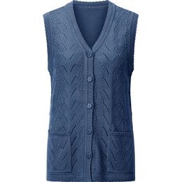 WITT Damen Strickweste mit gewellten Abschl&uuml;ssen, jeansblau, Gr&ouml;&szlig;e 44