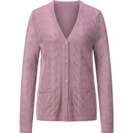 WITT Damen Strickjacke mit 2 aufgesetzten Taschen, mauve, Gr&ouml;&szlig;e 46