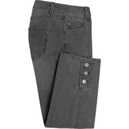 WITT Damen 7/8-Jeans mit Zierkn&ouml;pfen am Beinabschluss, grey-denim, Gr&ouml;&szlig;e 24