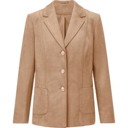 WITT Damen Lederimitat-Blazer mit 2 aufgesetzten Taschen, camel, Gr&ouml;&szlig;e 38