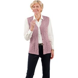 WITT Damen Strickweste mit gewellten Abschl&uuml;ssen, mauve, Gr&ouml;&szlig;e 46