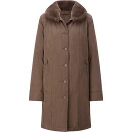 WITT Damen Wintermantel mit Pr&auml;ge-Optik und Lederimitat-Paspeln, schoko, Gr&ouml;&szlig;e 44
