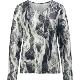 WITT Damen Rundhalsshirt im Grafik-Dessin, schwarz-ecru-bedruckt, Gr&ouml;&szlig;e 54