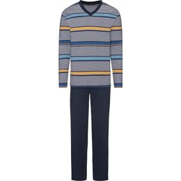 w&auml;schepur men Herren Schlafanzug, marine-gelb-gestreift, Gr&ouml;&szlig;e 60/62
