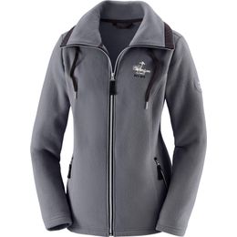 WITT Damen Fleecejacke mit schr&auml;gen Rei&szlig;verschluss-Taschen, dunkelgrau-meliert, Gr&ouml;&szlig;e 44