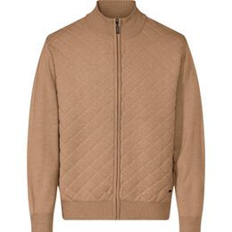 Marco Donati Herren Strickjacke mit Rei&szlig;verschluss, camel, Gr&ouml;&szlig;e 54