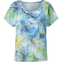 Heine Damen Rundhalsshirt, Blau, Gr. 52, T-Shirts, Material: Baumwolle