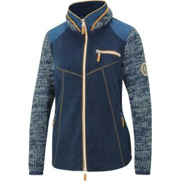 WITT Damen Fleecejacke im Mix aus Fleece und Strick, marine-meliert, Gr&ouml;&szlig;e 52