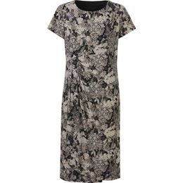 WITT Damen Jerseykleid in Wickeloptik, grau-ecru-bedruckt, Gr&ouml;&szlig;e 52