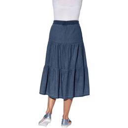 WITT Damen Jeansrock in Stufenform, blue-stone-washed, Gr&ouml;&szlig;e 52
