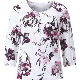 WITT Damen 3/4-Arm-Shirt mit elastischen Abschl&uuml;ssen, wei&szlig;-magenta-bedruckt, Gr&ouml;&szlig;e 52
