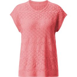 WITT Damen Kurzarmpullover mit Ajourmuster, flamingo, Gr&ouml;&szlig;e 38