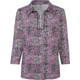 WITT Damen Poloshirt im fantasievollen Dessin, orchidee-ecru-bedruckt, Gr&ouml;&szlig;e 44