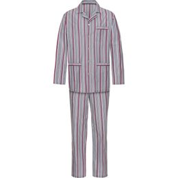 KINGsCLUB Herren Pyjama, grau-rot-gestreift, Gr&ouml;&szlig;e 56/58