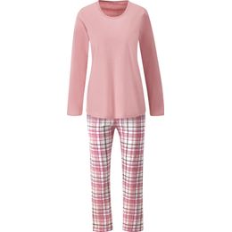 w&auml;schepur w&auml;schepur Damen Schlafanz&uuml;ge mit karierten Hosen, hortensie-bedruckt + bleu-bedruckt, Gr&ouml;&szlig;e 52/54