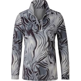 WITT Damen Poloshirt mit Stretch-Anteil, schwarz-bedruckt, Gr&ouml;&szlig;e 40