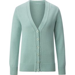 Heine Damen Strickjacke, Blau, Gr. 50, Basic Strickjacken, Material: Baumwolle