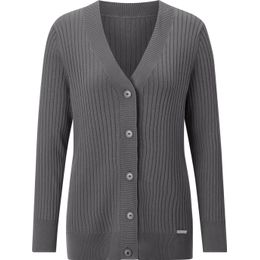WITT Damen Strickjacke in Ripp-Optik, anthrazit, Gr&ouml;&szlig;e 54