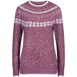 WITT Damen Norwegerpullover mit breiten Rippb&uuml;ndchen, bordeaux-altrosa-meliert, Gr&ouml;&szlig;e 40
