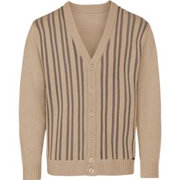 Marco Donati Herren Strickjacke mit zweifarbigem Strukturmuster vorne, beige-dunkeltaupe-gemustert, Gr&ouml;&szlig;e 50