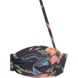 Lascana Damen B&uuml;gel-Bandeau-Bikini-Top, anthrazit-bedruckt, Gr&ouml;&szlig;e 36B