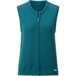 WITT Damen Strickweste mit Rei&szlig;verschluss, petrol, Gr&ouml;&szlig;e 46