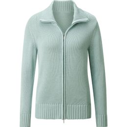 WITT Damen Strickjacke mit 2-Wege-Rei&szlig;verschluss, kalkmint, Gr&ouml;&szlig;e 46