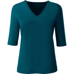 WITT Damen V-Shirt mit V-Ausschnitt, pflegeleicht, petrol, Gr&ouml;&szlig;e 42