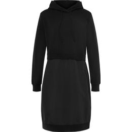 Heine Witt Damen Shirtkleid mit Kapuze, 2-in-1-Optik, schwarz, Gr&ouml;&szlig;e 46