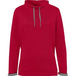 WITT Damen Sweatshirt mit gestreiftem Bindeband, rot, Gr&ouml;&szlig;e 56