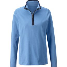 WITT Damen Sweatshirt mit Stehkragen und Rei&szlig;verschluss, mittelblau, Gr&ouml;&szlig;e 44
