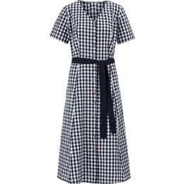 WITT Damen Trachtenkleid mit Bindeg&uuml;rtel, marine-wei&szlig;-kariert, Gr&ouml;&szlig;e 48