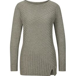 CREATION L PREMIUM Witt Damen Langarm-Pullover in Rippenstrick, khaki-meliert, Gr&ouml;&szlig;e 48