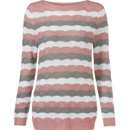 WITT Damen Langarm-Pullover mit Einstrickmuster, hortensie-steingrau-geringelt, Gr&ouml;&szlig;e 54