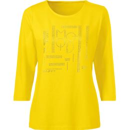 Heine Witt Damen 3/4-Arm-Shirt mit Glitzersteinchen, sonnengelb, Gr&ouml;&szlig;e 36