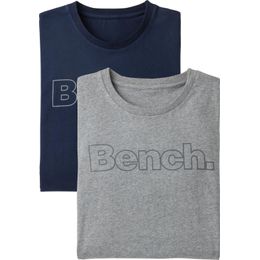 Bench. Loungewear Herren T-Shirt, grau-meliert, navy, Gr&ouml;&szlig;e XL