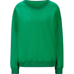 Heine Witt Damen Sweatshirt mit Kontraststreifen, grasgr&uuml;n, Gr&ouml;&szlig;e 42
