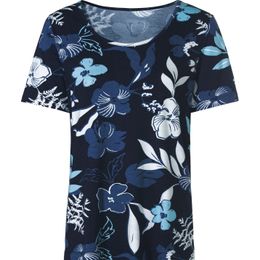 WITT Damen Print-Shirt mit Bl&uuml;ten-Druck, marine-jeansblau-bedruckt, Gr&ouml;&szlig;e 44