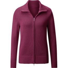 WITT Damen Strickjacke mit 2-Wege-Rei&szlig;verschluss, fuchsia, Gr&ouml;&szlig;e 50